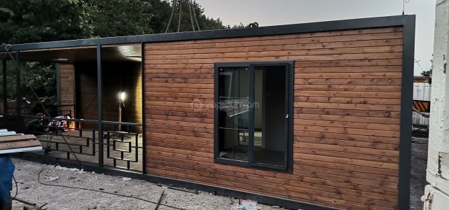 600X800 48 M2 ÖZEL ÜRETİM AHŞAP KAPLAMA BAĞ BAHÇE KONUT KONTEYNER ...