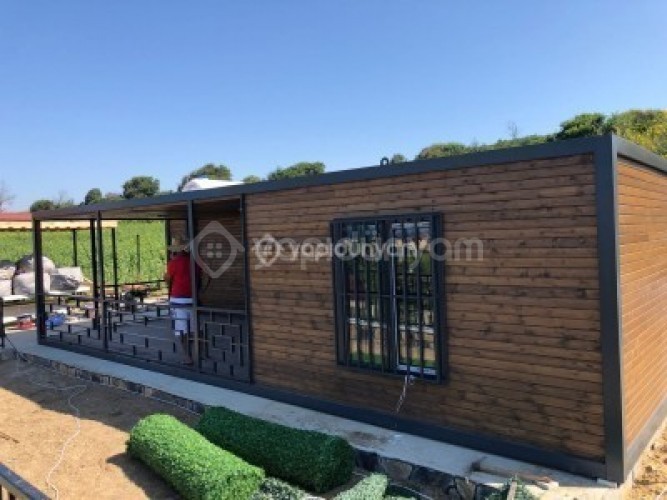 600X800 48 M2 ÖZEL ÜRETİM AHŞAP KAPLAMA BAĞ BAHÇE KONUT KONTEYNER ...